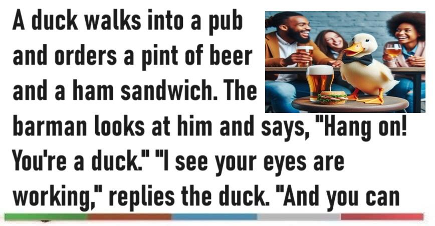 Funny Joke ‣ Plasterer Duck in Pub – Asyoli